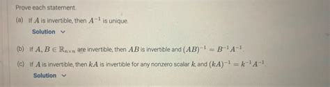 Solved Prove Each Statement A If A Is Invertible Then Chegg
