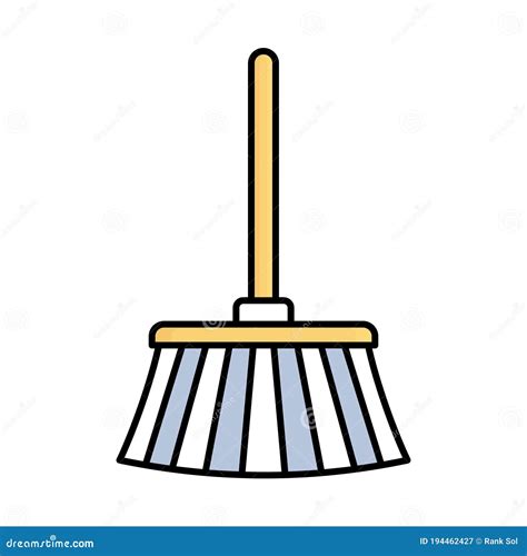 Broom Outline With Fill Color Vector Icon Which Can Easily Modify Or Edit Stock Vector