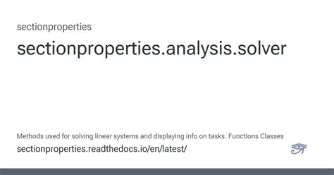Sectionpropertiesanalysissolver Sectionproperties Documentation