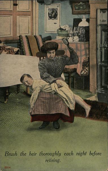 Mother Spanks Boy With Hairbrush Spanking Postcard