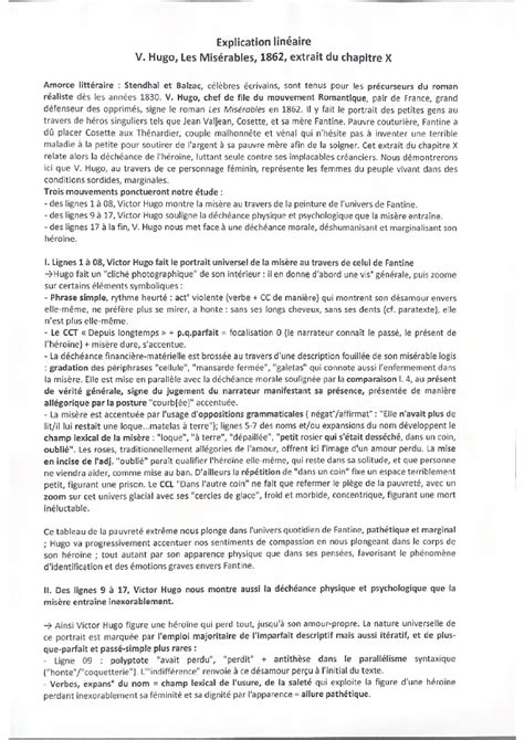 Explication Simple Analyse Linéaire Dun Extrait Des Misérables De
