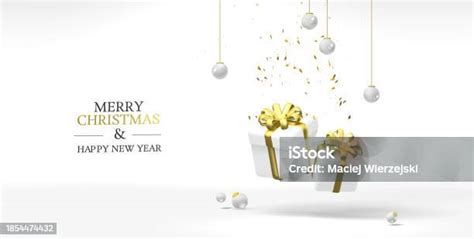 선물과 색종이 조각이 있는 크리스마스 카드 3d 일러스트 레이 션 12월 31일에 대한 스톡 벡터 아트 및 기타 이미지 12