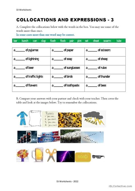 Collocation Worksheets Worksheets Worksheet Hero
