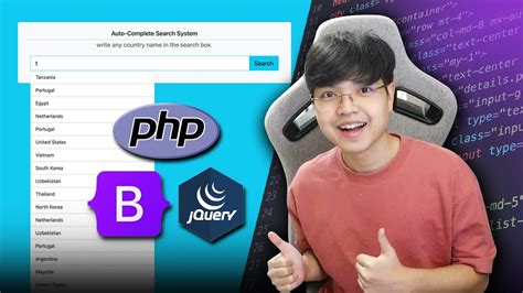 php bootstrap 5 ajax สอนสร้างระบบ auto complete search system 👨‍💻