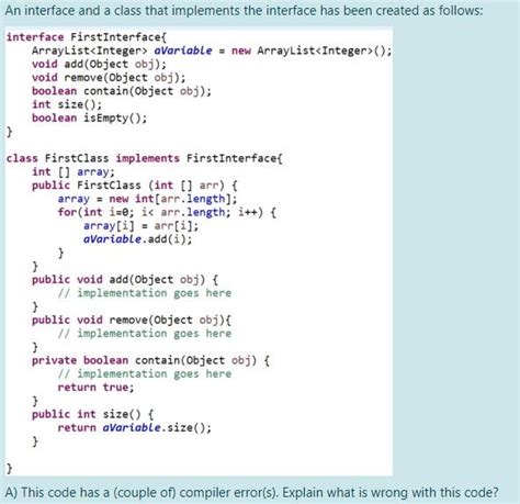 Solved An Interface And A Class That Implements The Chegg