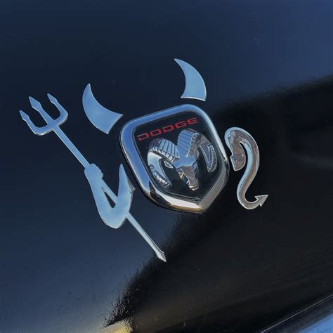 Chrome Devil Emblem Sticker Pitchfork And Horns Badge Sticker Decal