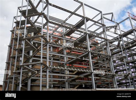 Steel Skeleton Structure Of A Building Under Construction In Liverpool