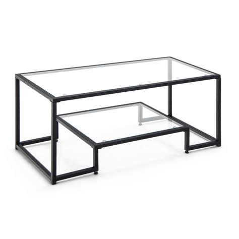 Modern Rectangular Coffee Table With Glass Table Top Costway