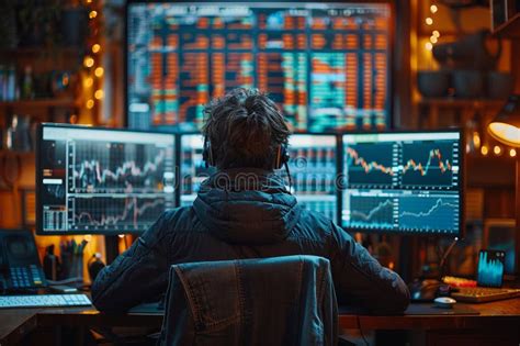 Analyzing Stock Market Data Screen Trader Monitoring Trends Stock
