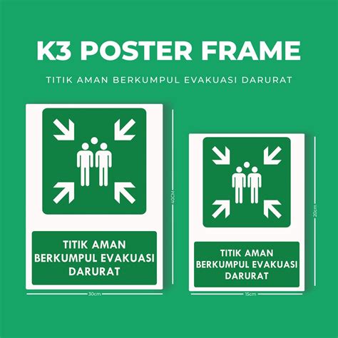 Jual Bm Poster Frame K3hse Titik Aman Evakuasi Darurat Poster