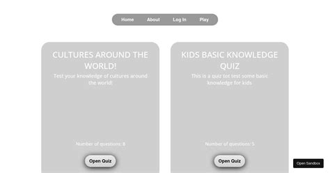 Web Quiz Codesandbox