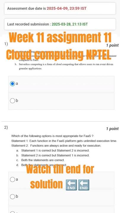 Cloud Computing Week 11 Assignment 11 Nptel Solution Mcq Swayam