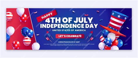 Free Vector Realistic 4th Of July Twitter Header With Balloons