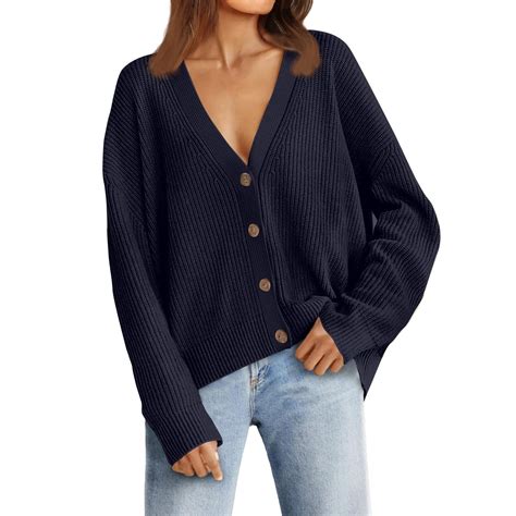 Bodoao Womens Solid V Neck Button Down Long Sleeve Lightweight Basic