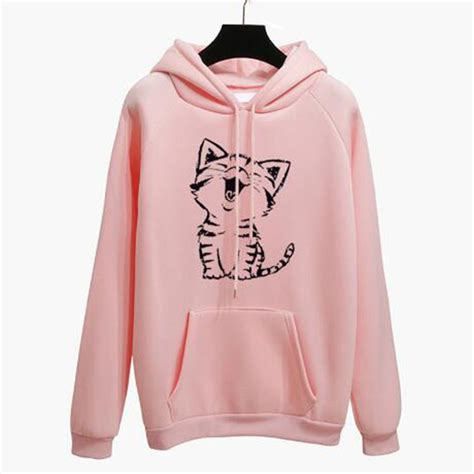 Sweatshirt Cat Print Kawaii Clothes Women Hoodie Poleron Mujer 2019