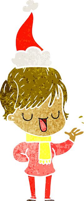 산타 모자를 쓰고 말하는 여자의 손으로 그린 복고풍 만화 낙서 드로잉에 대한 스톡 벡터 아트 및 기타 이미지 낙서 드로잉 노래 등장인물 Istock