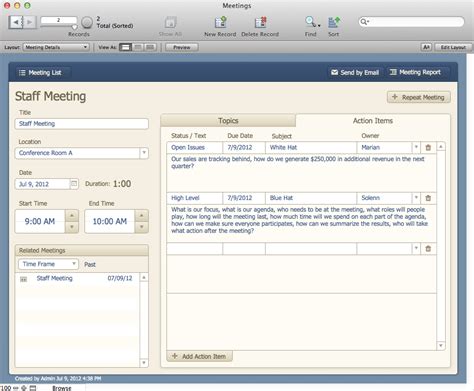 The Mac Office Meetings Filemaker Pro 12 Starter Solution