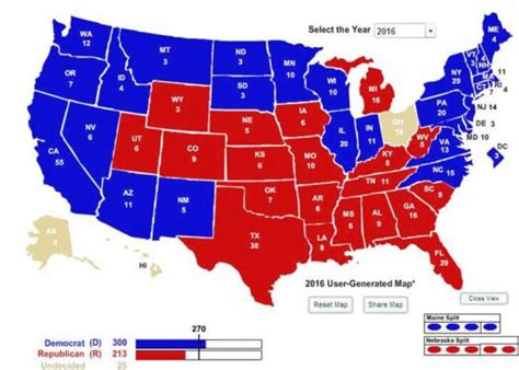 Map Of Red States And Blue States 2016 Printable Map Printable Map Of Usa