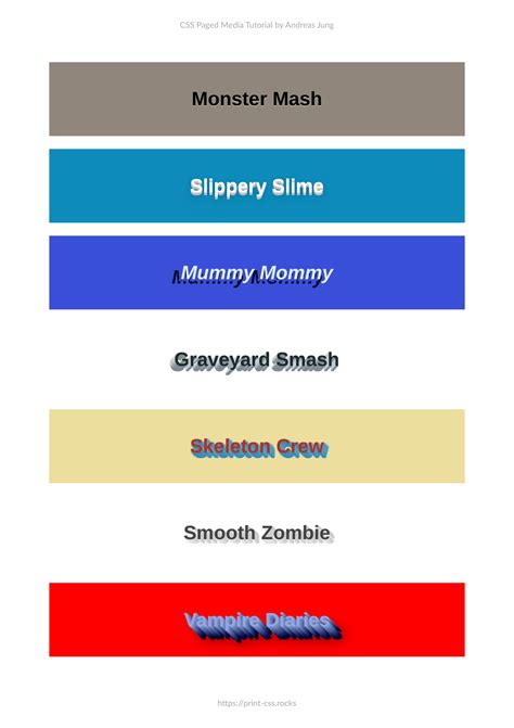 print css rocks printcss css paged media tutorial and information