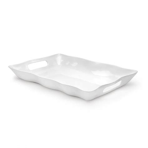 Ruffle White Melamine Small Rectangle Tray Brick And Row