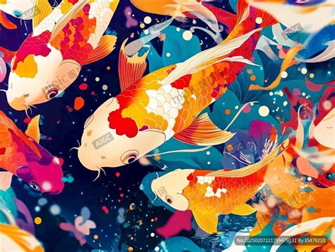 Ai创作图插画锦鲤 锦鲤插画 锦鲤插图插画 年年有鱼插画 好运锦鲤插画 锦鲤鲤鱼插画 转运锦鲤插画 插画鲤鱼群 幸运锦鲤插画 锦鲤背景底纹