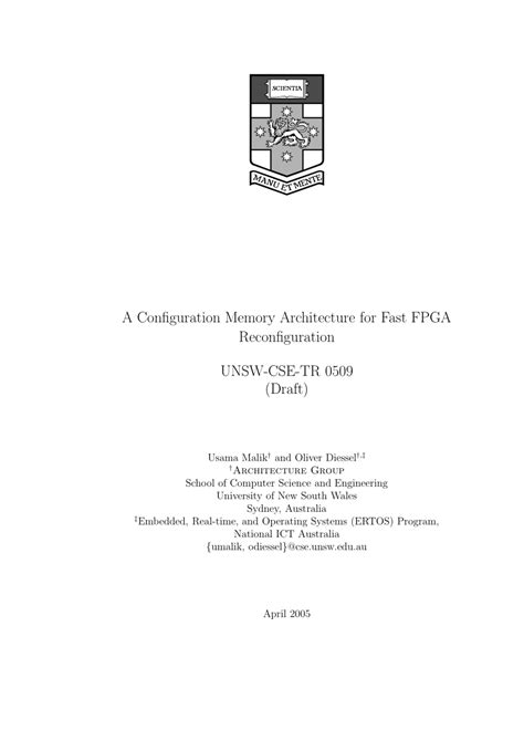 pdf a configuration memory architecture for fast fpga reconfiguration