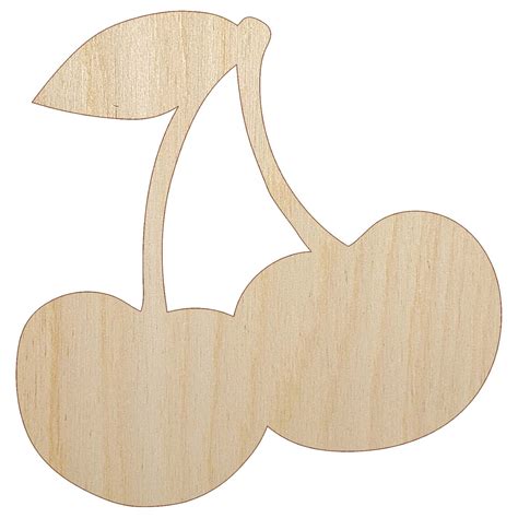 Couple Of Shiny Cherry Fruits Cherries Wood Shape Unfinished Piece
