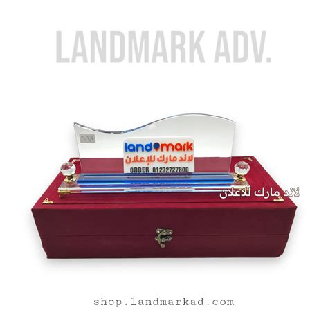 Crystal Nameplate S87 يافطة مكتب كريستال مع قاعدة زجاج أزرق هدية فاخرة