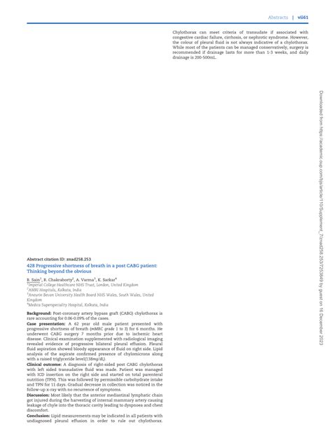 Pdf 428 Progressive Shortness Of Breath In A Post Cabg Patient
