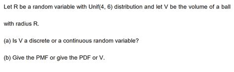 Solved Let R Be A Random Variable With Unif4 6