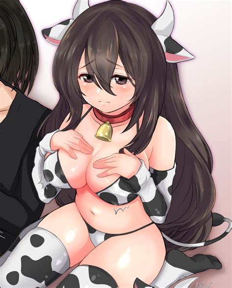 Rule 34 1girls Big Breasts Bovine Brown Hair Collar Cow Cow Bell Cow