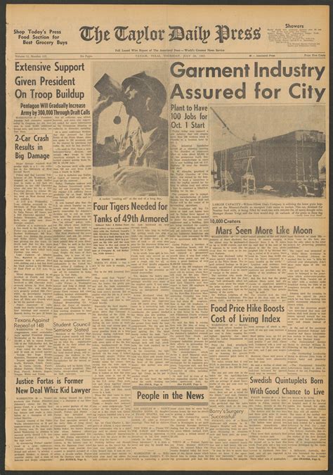 The Taylor Daily Press Taylor Tex Vol 52 No 163 Ed 1 Thursday