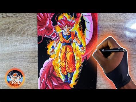 How To Draw Goku Super Saiyan God [full Body] With Shenron 💥 Youtube
