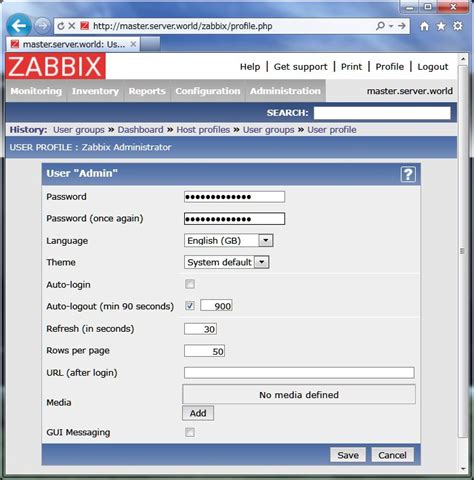 Scientific Linux Zabbix Change Admin Password Server World