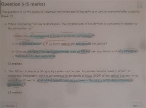 question 5 5 marks this question is on the topies