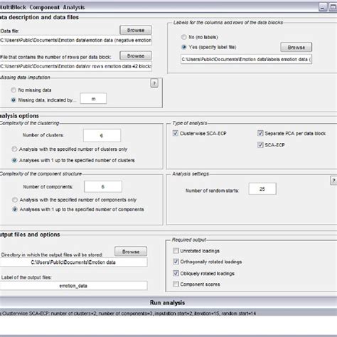 Interface Of The Multiblock Component Analysis Software Download