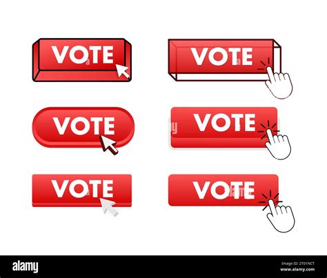 Vote Button With Pointer Clicking Vote Web Buttons Set User Interface