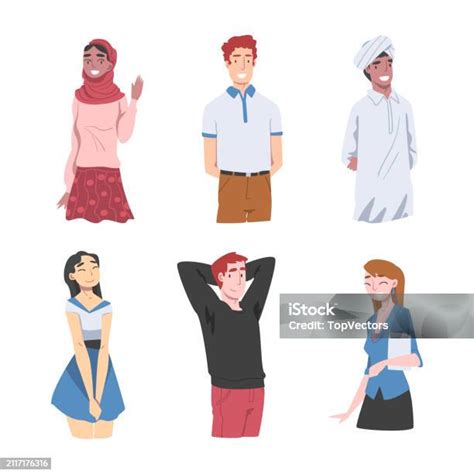 다양한 Multiracial 와 다문화 사람들 문자 고립된 통하고 있는 백색 배경 벡터 세트 감정에 대한 스톡 벡터 아트 및