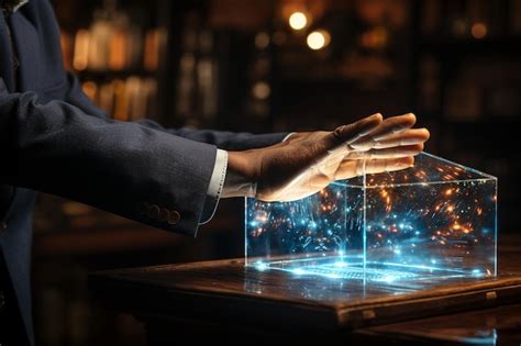 Premium Ai Image Businessman Hand Touching A Virtual Hologram Program