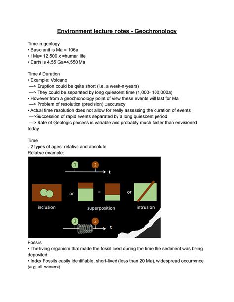 Environment Lecture Notes Geochronology A Week N•years — They