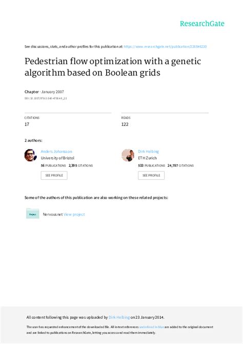 Pdf Pedestrian Flow Optimization With A Genetic Algorithm Based On Boolean Grids