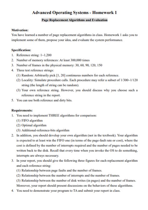 Solved Advanced Operating Systems Homework 1 Page Chegg Com