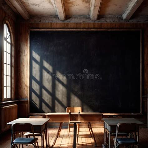 Blank Empty Blackboard For Written Message In Retro Vintage