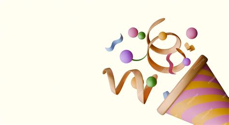 Realistic Big Cracker With Confetti Streamer In Corner Of Banner