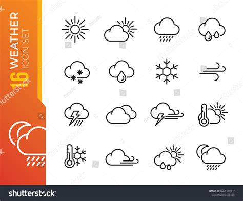 Weather Forecast Outline Web Icon Set Stock Vector Royalty Free 1668338737 Shutterstock
