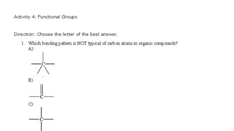 Activity 4 Functional Groups Quiz And Answer Key Studocu