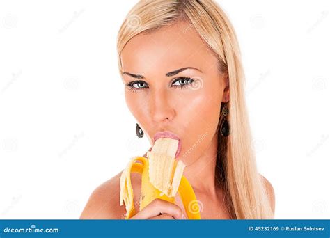 La Femme Sexy Mange La Banane Image Stock Image Du Blonde Sensualité
