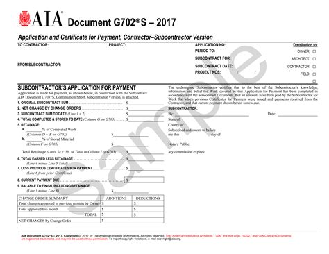G702s2017 Application And Certificate For Payment Contractor