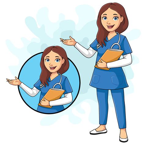 Enfermera De Dibujos Animados Sosteniendo Un Portapapeles 42350035