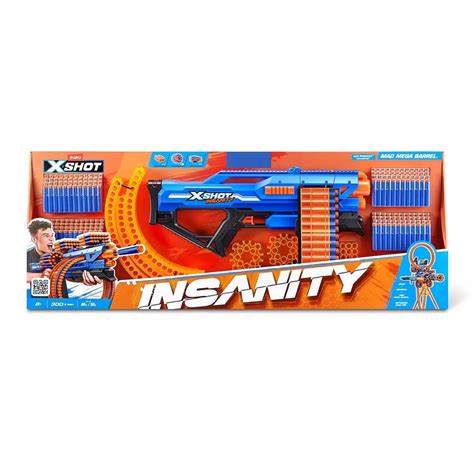 X Shot Lock Attack Insanity Mega Barrel Blaster With 72 Dart Capacity And Extra Dart Storage